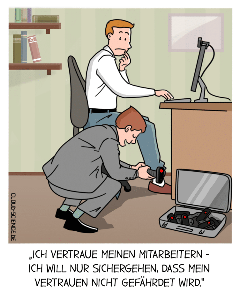 Kontrolle im Homeoffice – Cartoon