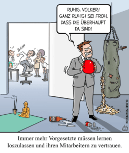 Führung und Vertrauen – Cartoon
